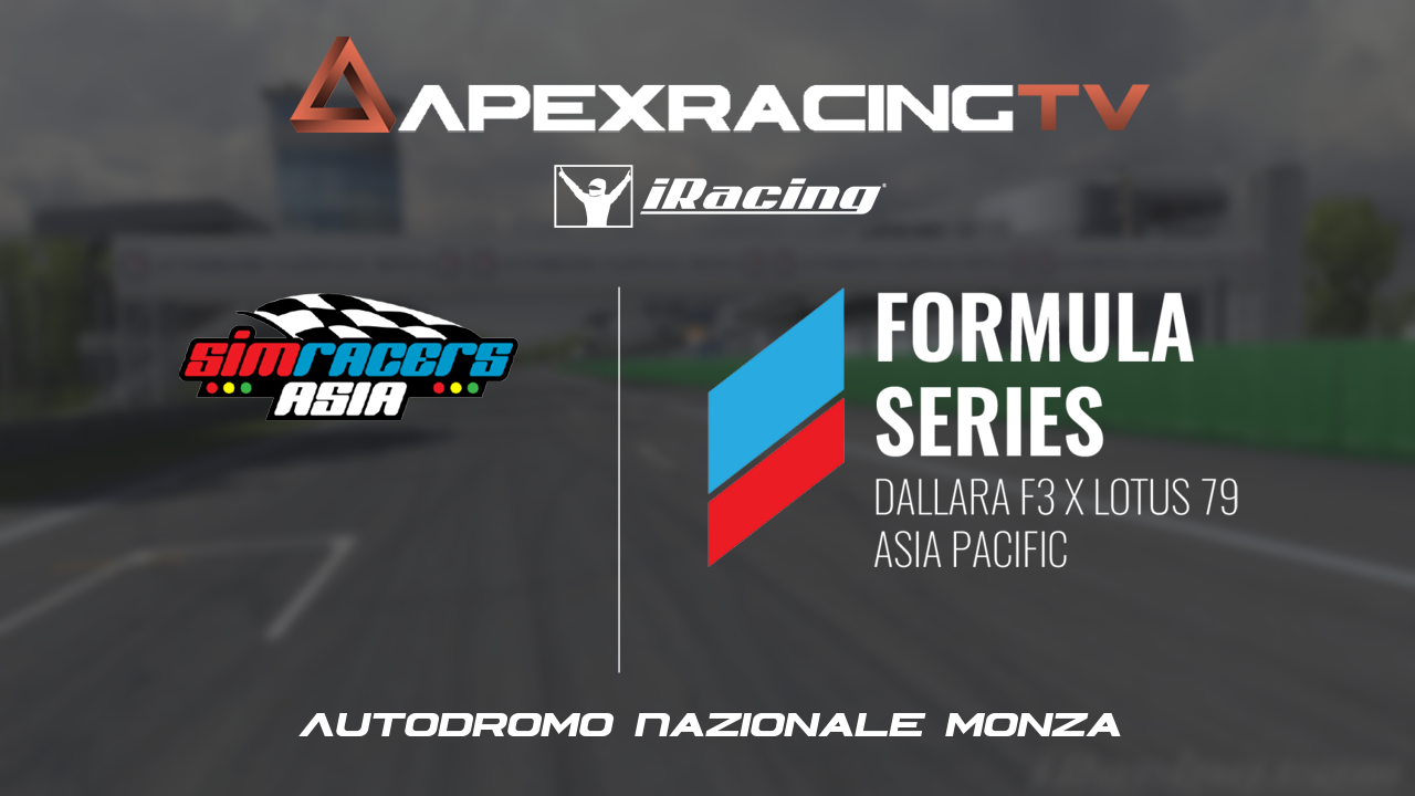 Sim Racers Asia Formula Series 2019 - S2M07 - Monza - Apex Racing TV